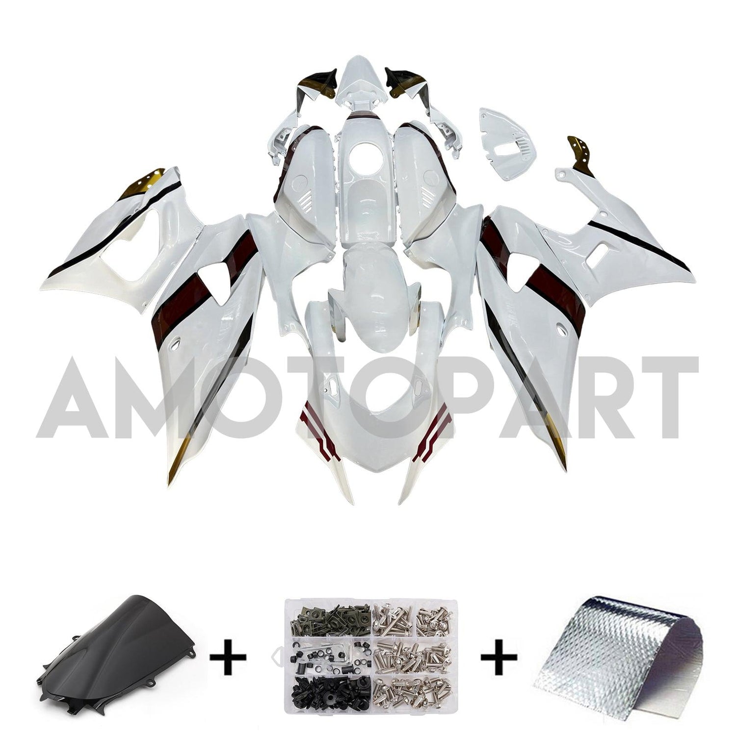 Amotopart 2021-2025 Yamaha YZF-R7 White Black Line Fairing Kit