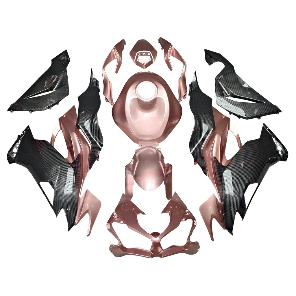 Amotopart 2019-2023 Kawasaki ZX6R Pink Carbon Fiber Pattern Fairing Ki