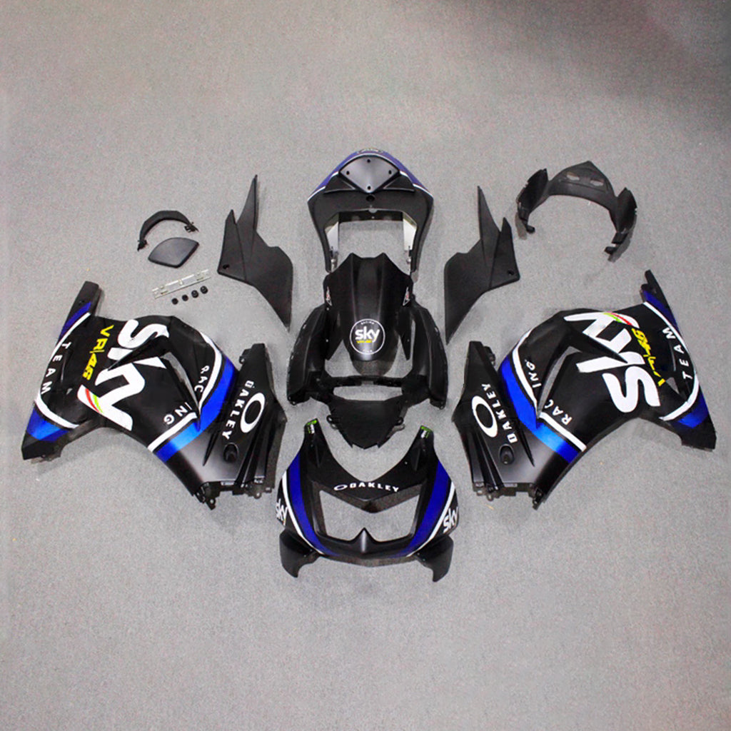 Amotopart 2008-2012 Kawasaki EX250/Ninja250R Black White Blue Fairing