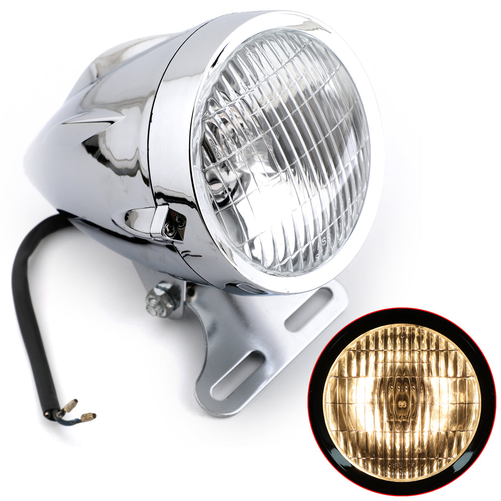 Chrome Bullet Headlight Lamp 4 3/4" Motorcycle For Chopper Bobber Cust