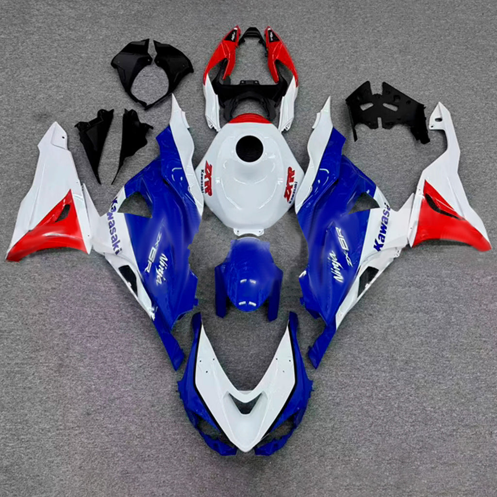 Amotopart 2024-2025 Kawasaki ZX-6R Blue White Red Fairing Kit