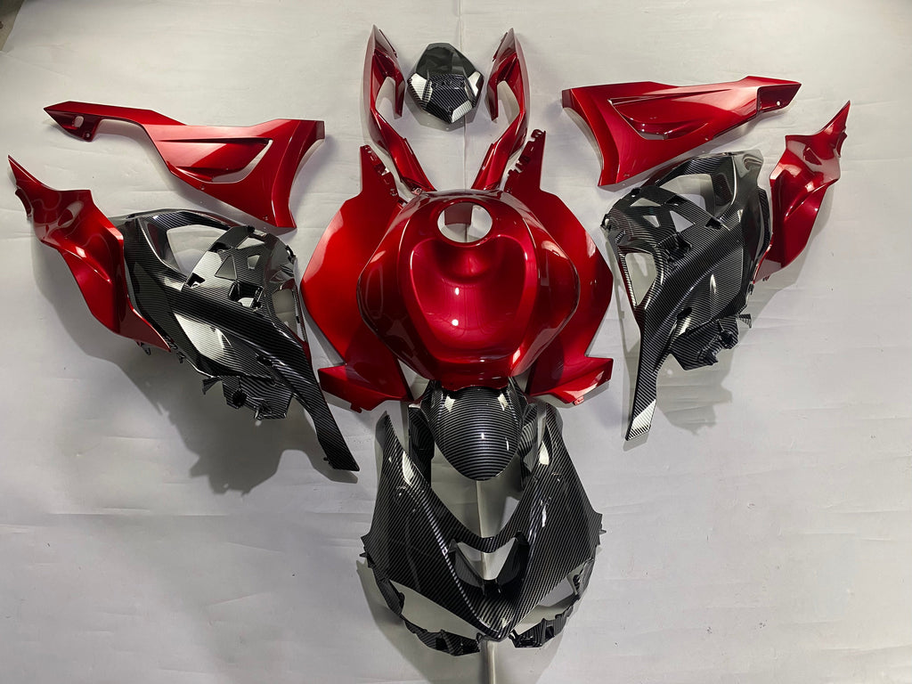 Amotopart 2024-2025 Kawasaki ZX6R Red&Carbon Fiber Fairing Kit