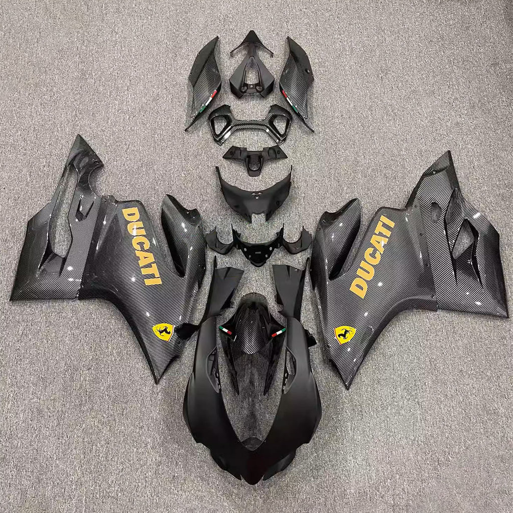 Amotopart 2012-2015 Ducati 1199/899 Carbon Fiber Pattern Gold Fairing