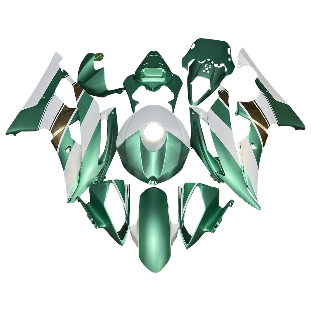 Amotopart 2008-2016 Yamaha YZF-R6 Green & White Fairing Kit
