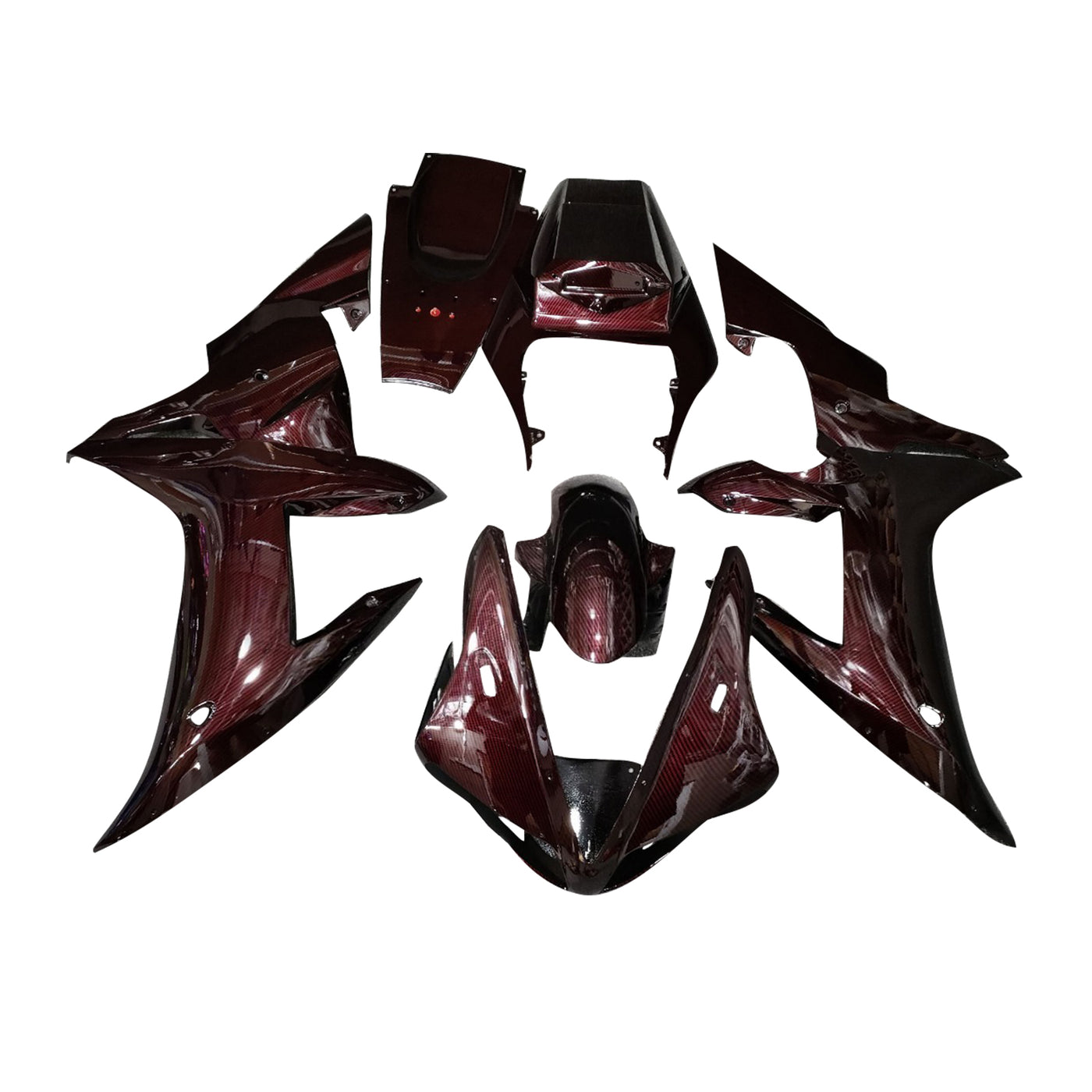 Amotopart 2002-2003 Yamaha YZF-R1 Red Carbon Fiber Pattern Fairing Kit