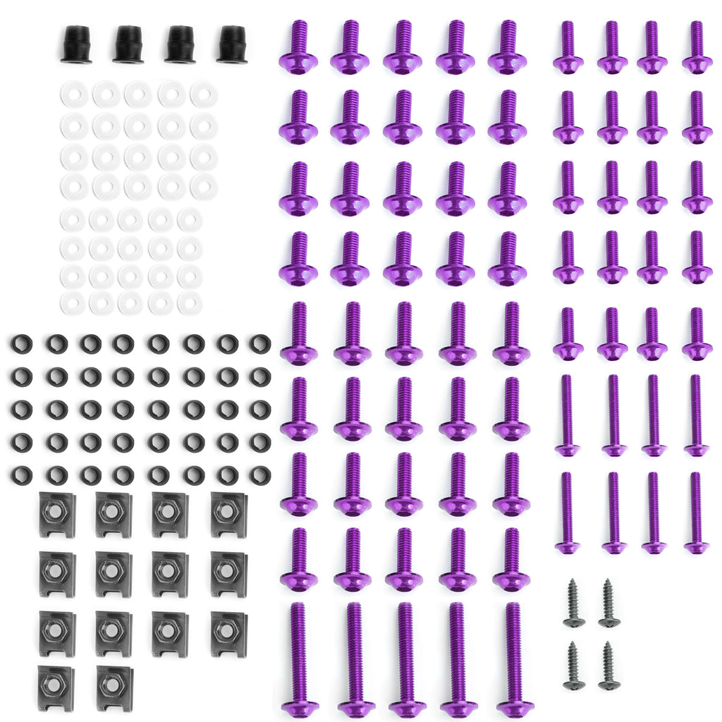 177PCS Motorcycle Sportbike Windscreen Fairing Bolts Kit Purple Fasten