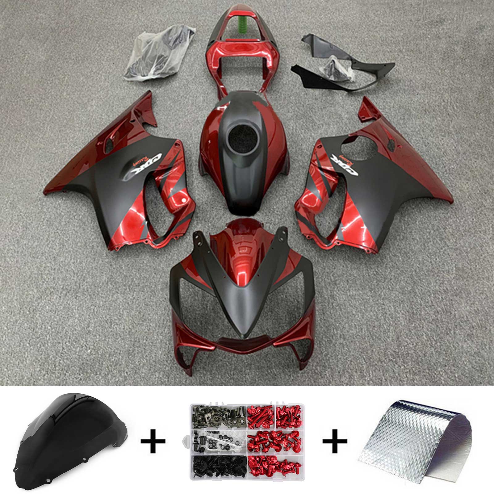 Amotopart 2001-2003 CBR600 F4i Honda Matte Black &Gloss Red Fairing Ki