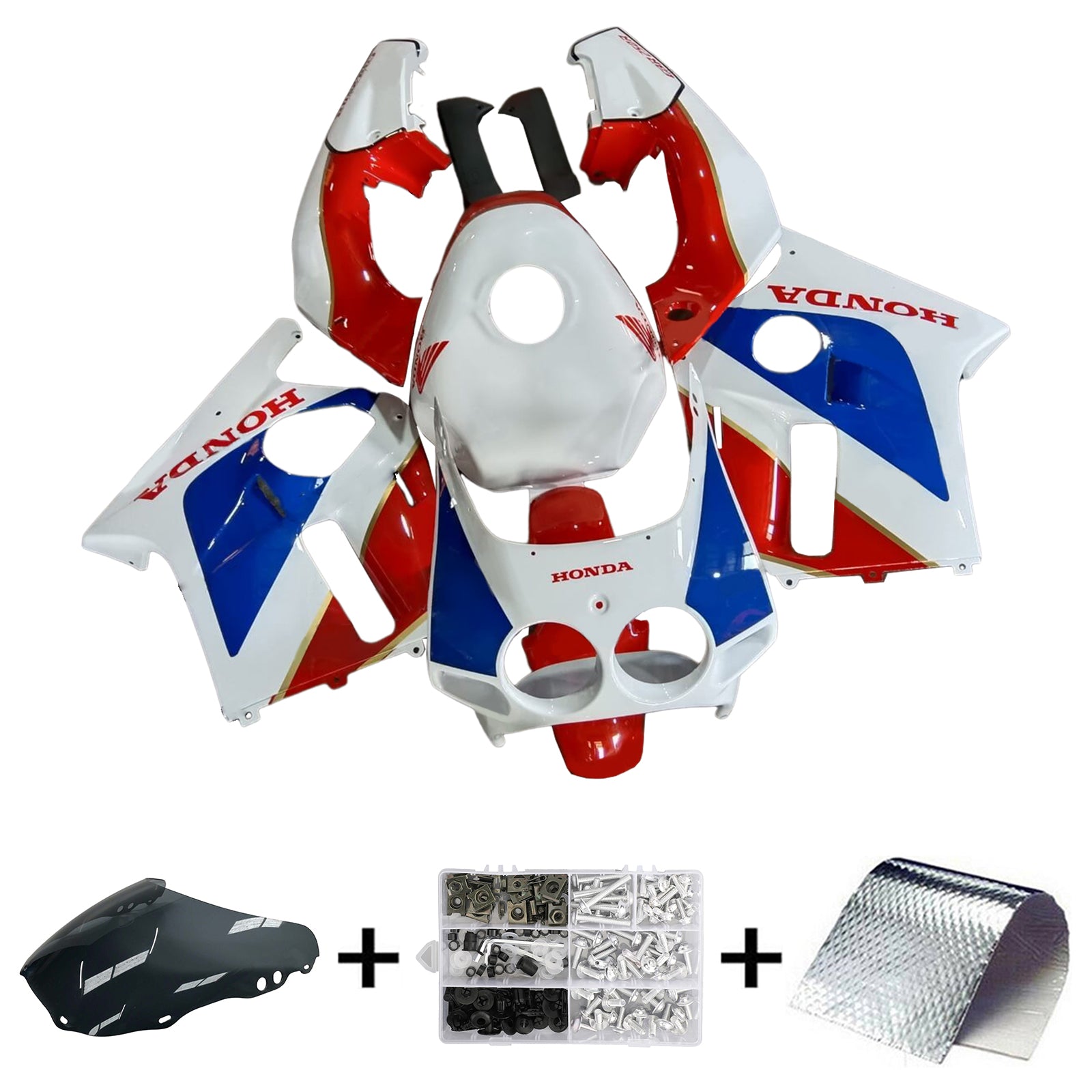 Amotopart 1988-1989 Honda CBR250RR MC19 White Blue Red &Logo Fairing K