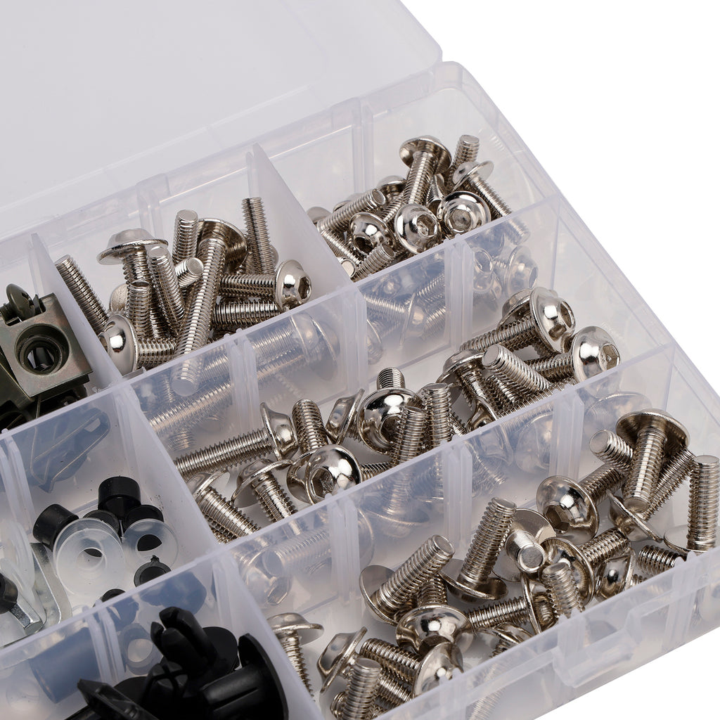 198PCS Universal Durable Stainless Steel Fairing Bolt Kit Bodywork Scr