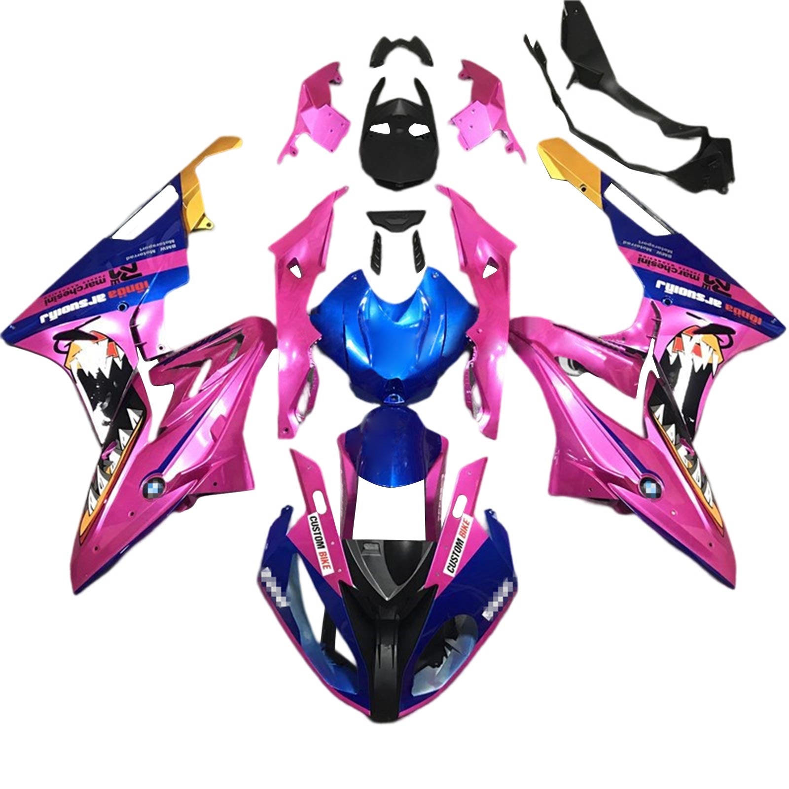 Amotopart BMW S1000RR 2017-2018 Blue&Pink Fairing Kit