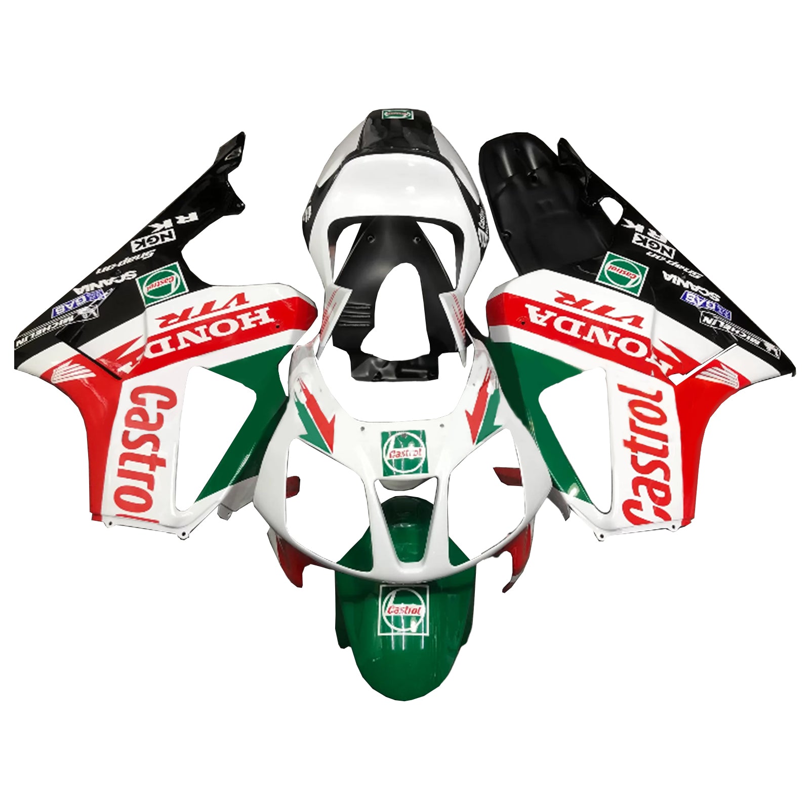 Amotopart 2000-2006 Honda VTR1000 RC51 Black White Red Green Fairing K