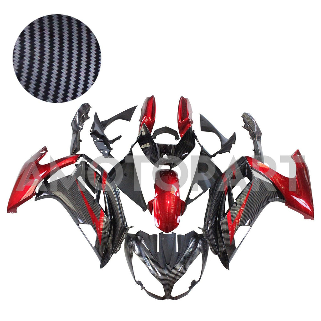 Amotopart 2012-2016 Kawasaki ER6F Ninja650 Carbon Fiber Red&Black Fair