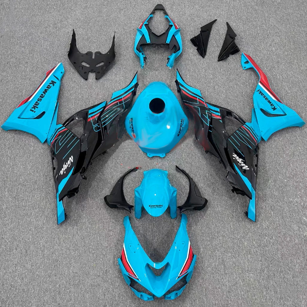 Amotopart 2024-2025 Kawasaki ZX-6R Blue Black Fairing Kit