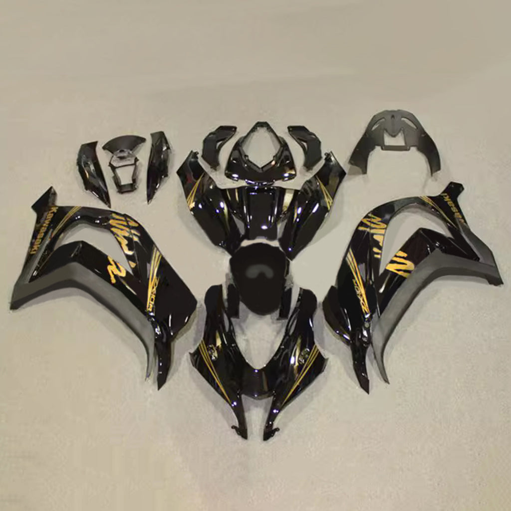 Amotopart 2016-2020 Kawasaki ZX10R Black Gold Fairing Kit