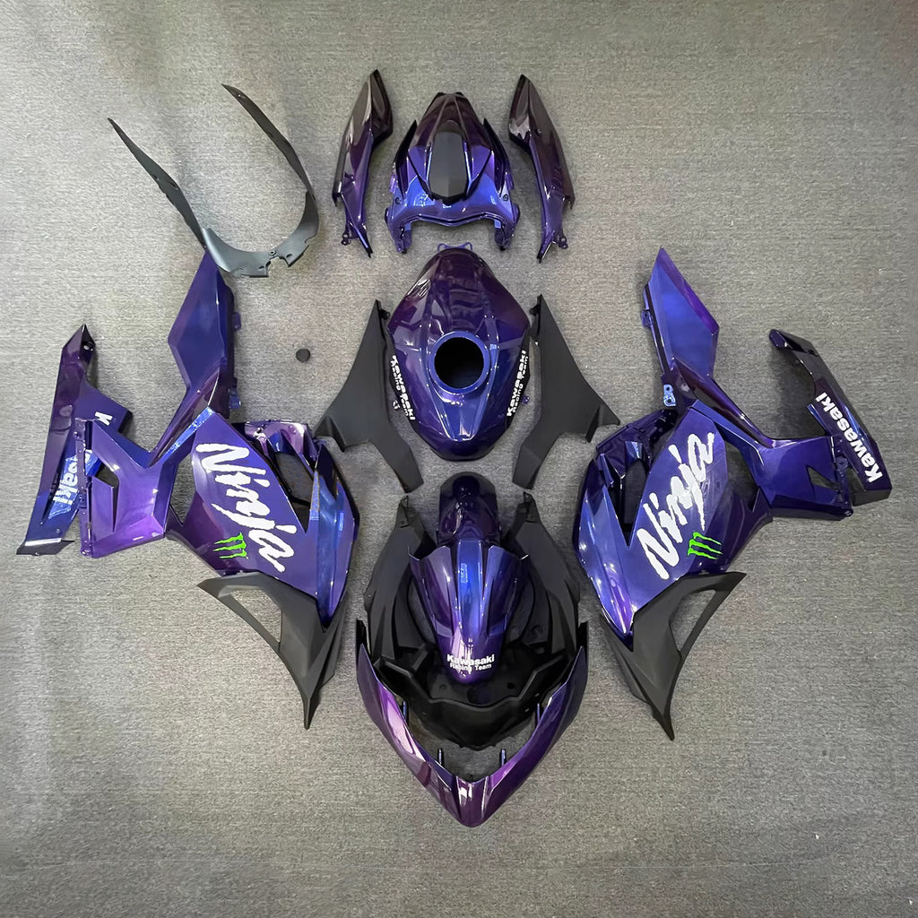 Amotopart 2018-2024 Kawasaki EX400/Ninja400 Purple Blue Chameleon Fair