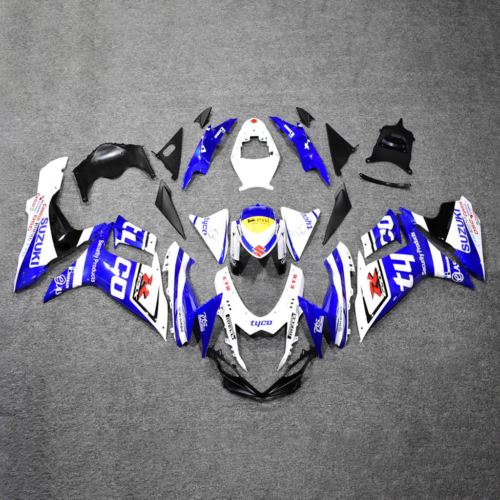 Amotopart 2011-2025 Suzuki GSXR 600/750 Blue White Fairing Kit