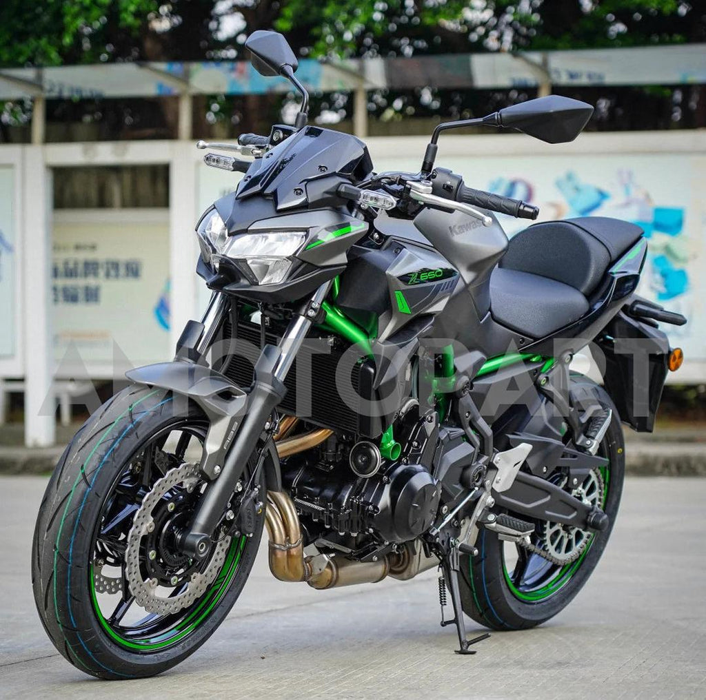 Amotopart 2020-2023 Kawasaki Z650 Black Green Fairing Kit
