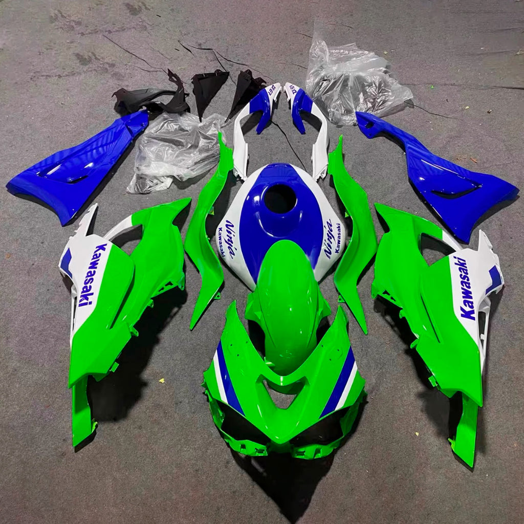 Amotopart 2024-2025 Kawasaki ZX-6R Green Blue White Fairing Kit