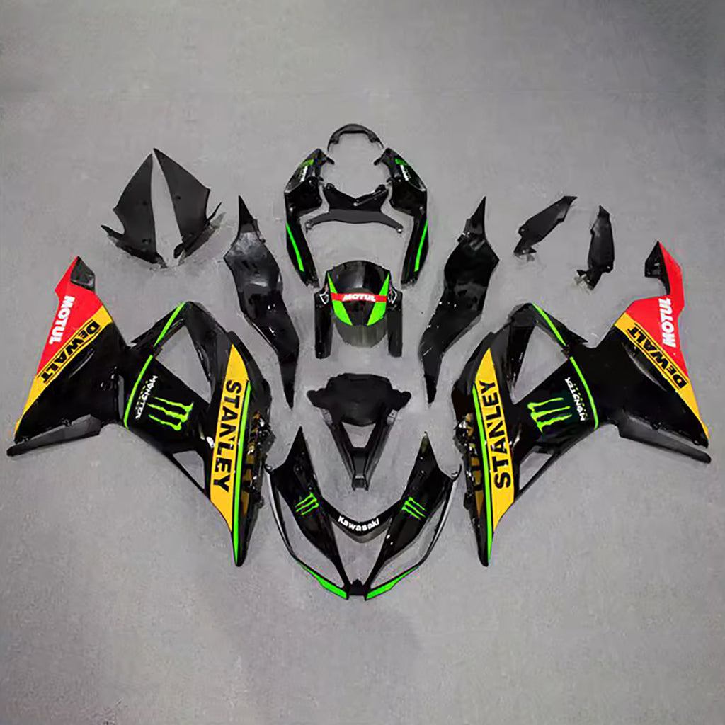 Amotopart 2013-2018 Kawasaki ZX6R 636 Black Yellow Green Red Fairing K