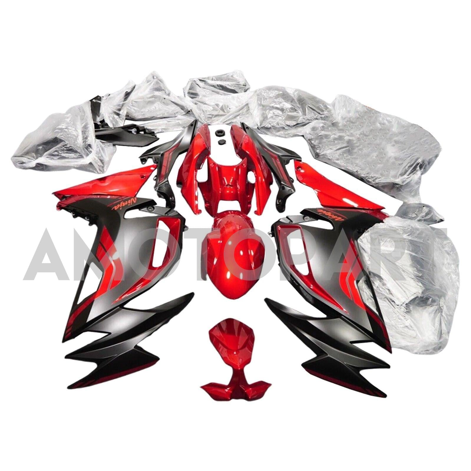 Amotopart 2020-2024 Kawasaki ER-6F Ninja650 Black Red Fairing Kit