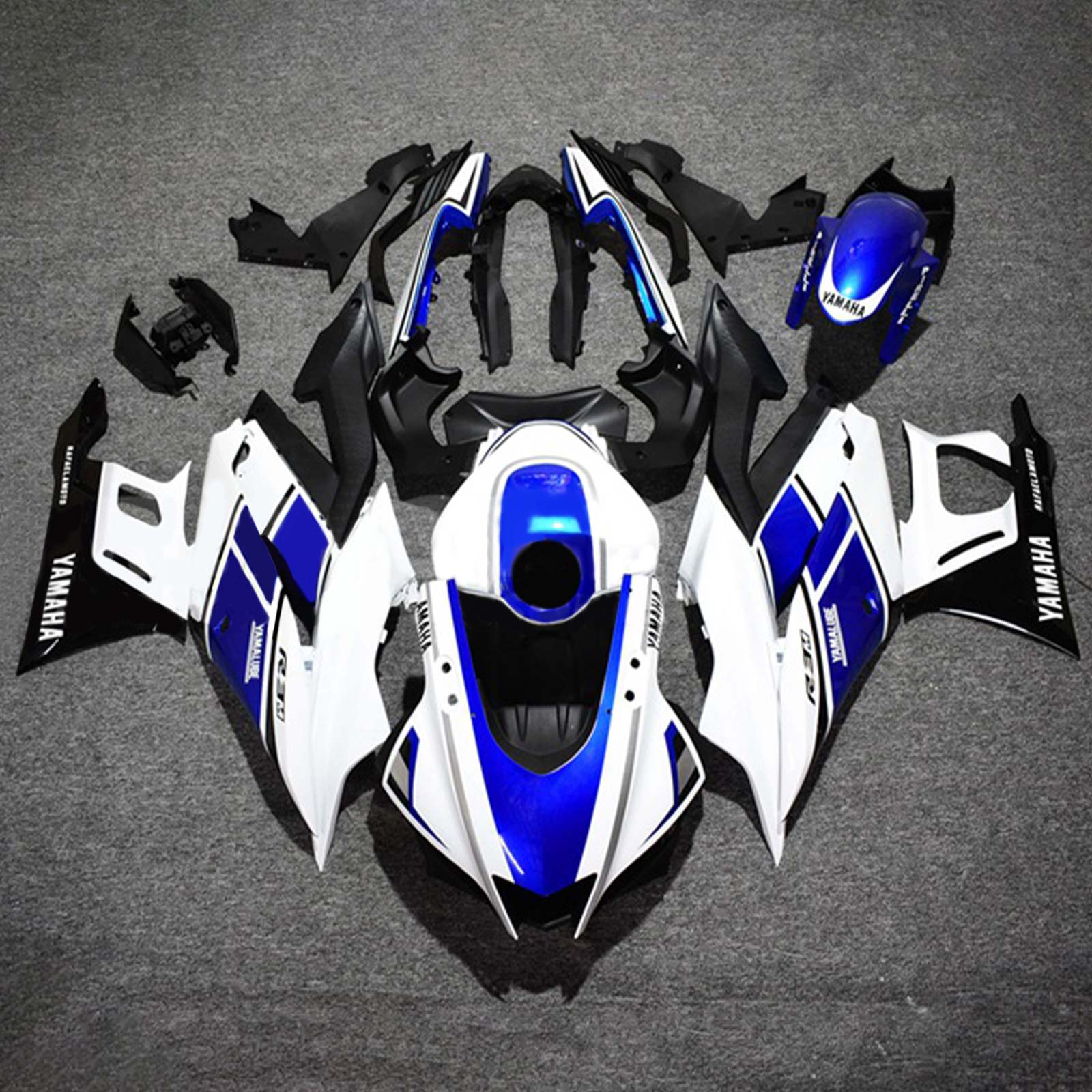 Amotopart Yamaha 2019-2021 YZF R3/YZF R25 Blue&White Style3 Fairing Ki