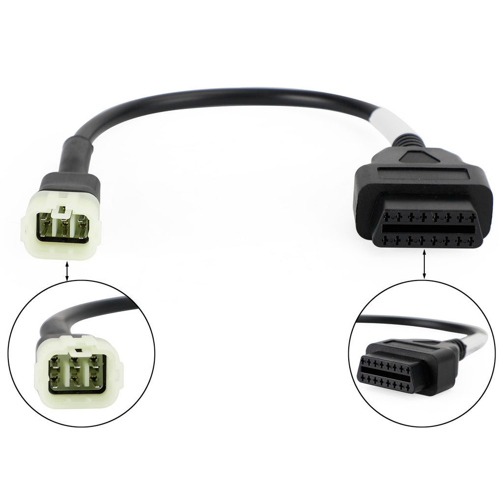OBD2 6 Pin Diagnostic Plug Adapter For Kawasaki Motorcycle Scooter ATV